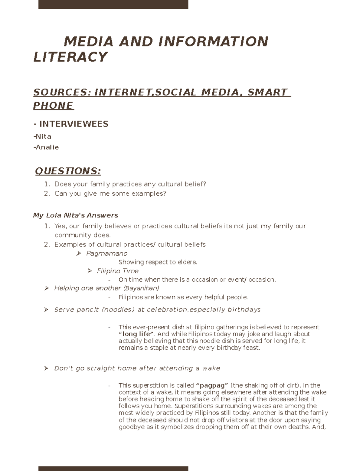 MEDIA AND INFORMATION LITERACY MODULE ANSWER SHEET - MEDIA AND ...