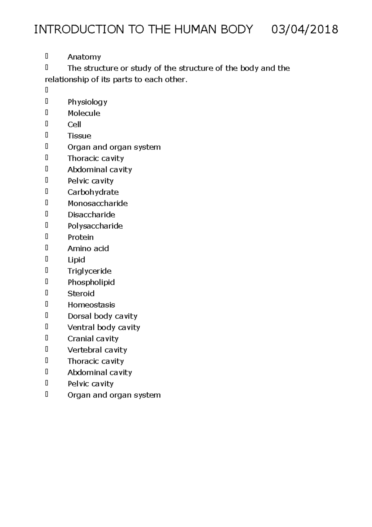 Introduction TO THE Human BODY - INTRODUCTION TO THE HUMAN BODY Anatomy ...