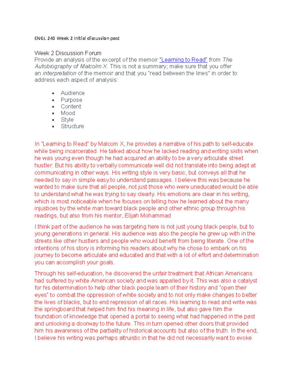 ENGL 240 Week 2 Initial discussion post - ENGL 240 Week 2 Initial ...