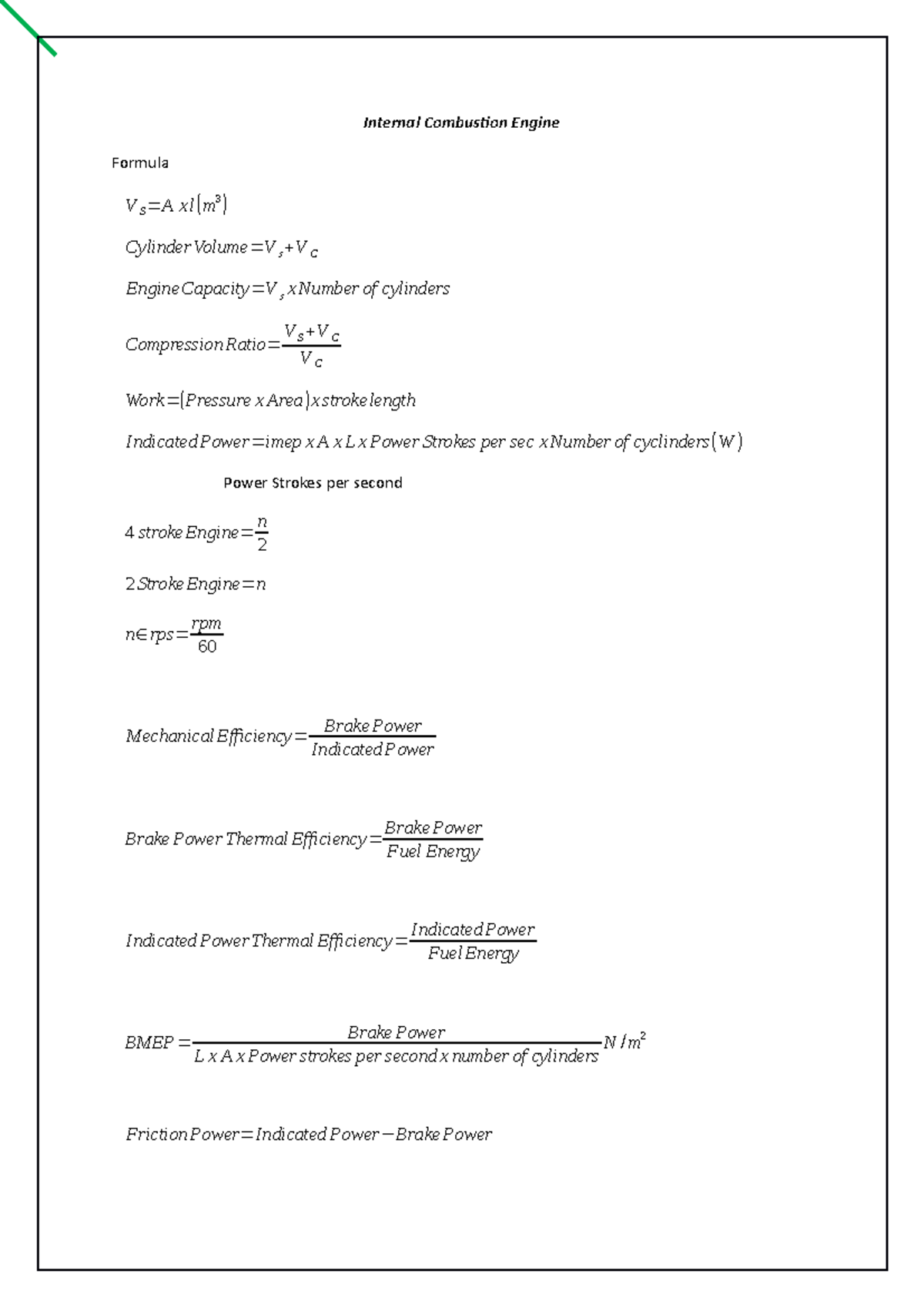 Internal Combustion Engine - m. t Pressure Indicator Diagram N BDC TDC ...