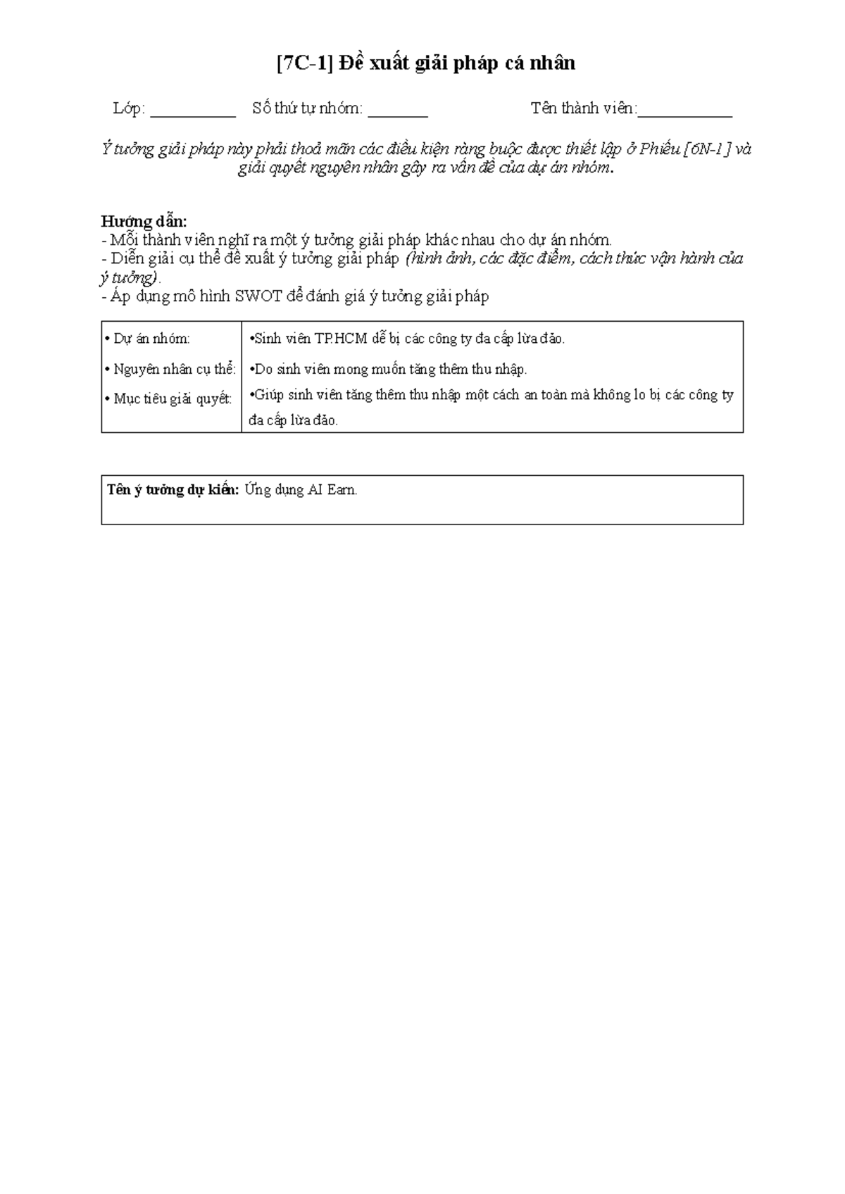 10. [7C-1] Đề xuất giải pháp cá nhân - [7C-1] Đề xuất giải pháp cá nhân ...