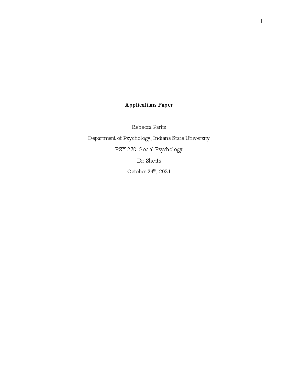 Applications Paper - PSY 270 - ISU - Studocu