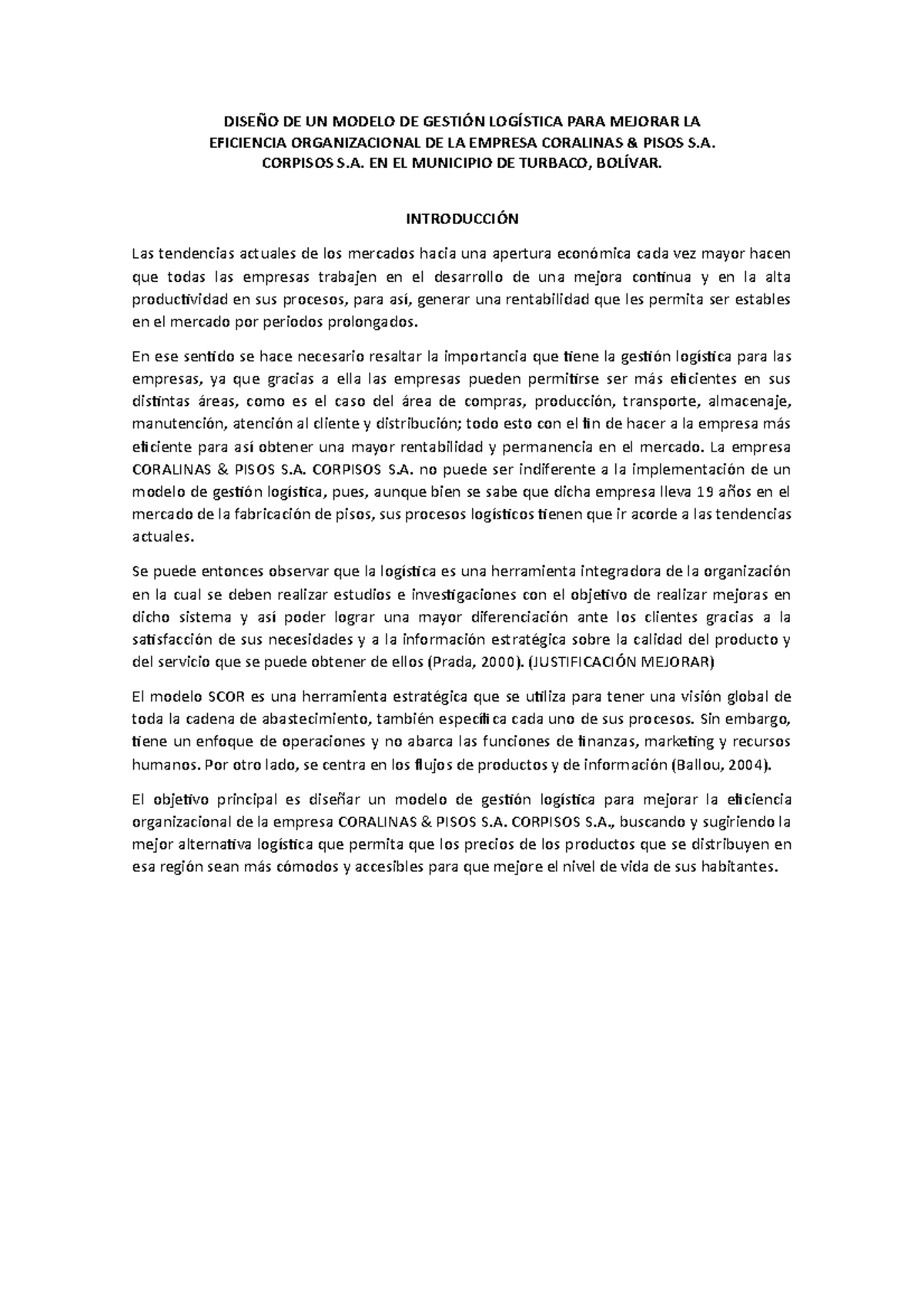 Diseño DE UN Modelo DE Gestión Logística PARA Mejorar LA - DISEÑO DE UN ...