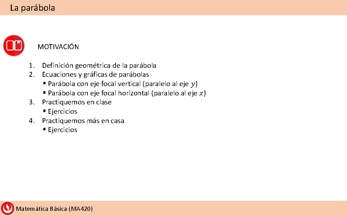 La Parábola Mate Basica PPT/01 ingenierías - La parábola MOTIVACIÓN ...