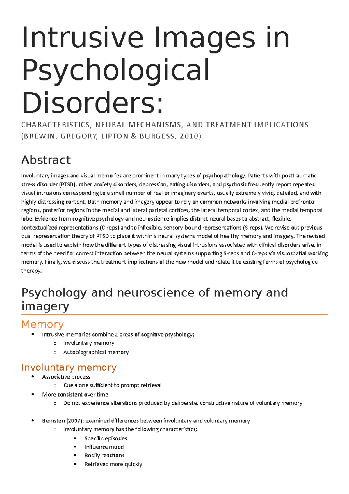 Intrusive images 2 - Intrusive Images in Psychological Disorders ...