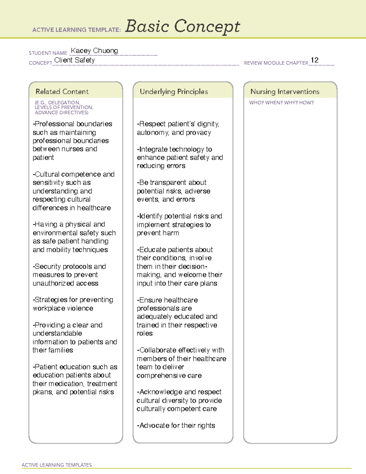 Client Safety - Example - NURS 200 - ACTIVE LEARNING TEMPLATES Basic ...