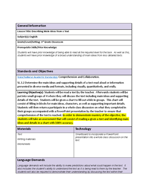 Children's Literature Lesson Plan task 1 - Direct Instruction Lesson ...
