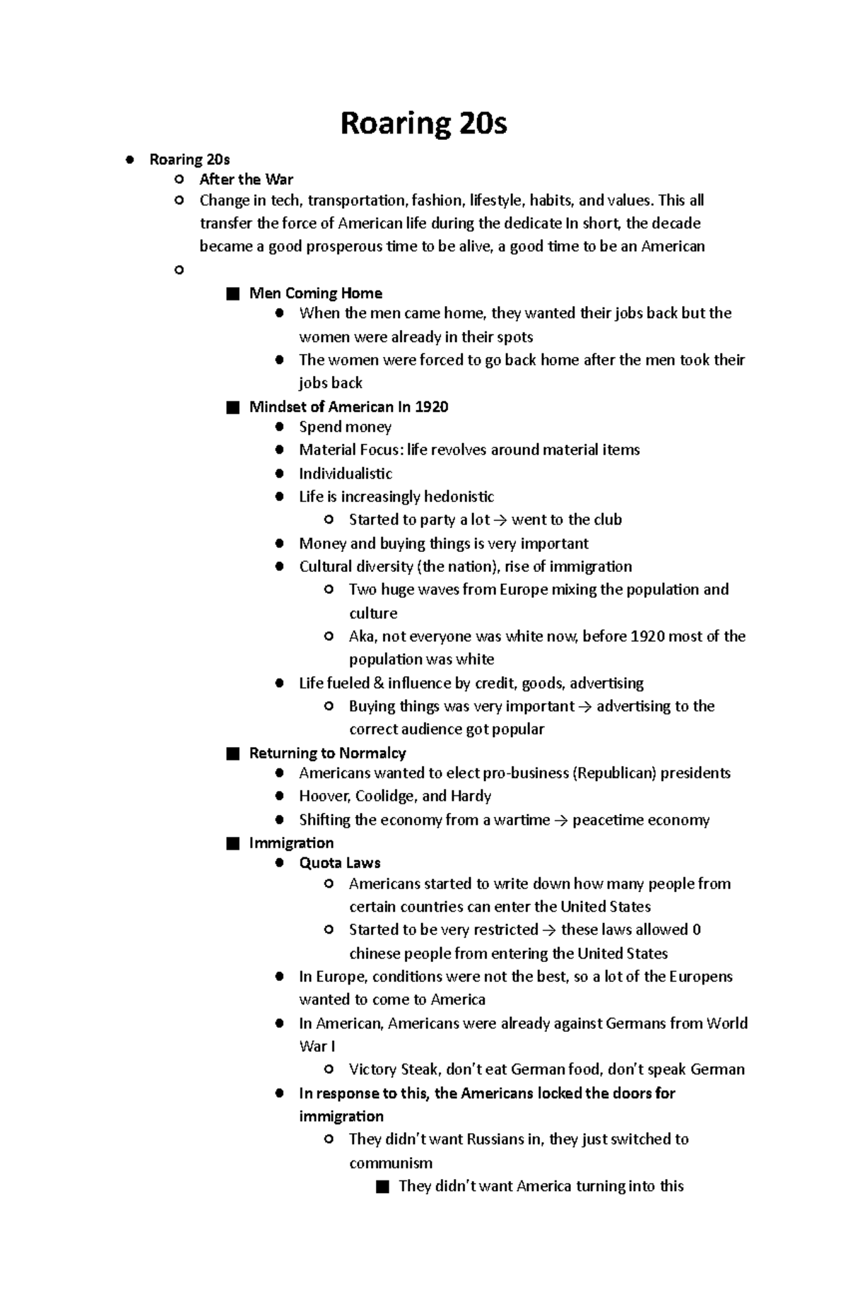 Roaring 20s - Roaring 20s Roaring 20s After the War Change in tech ...