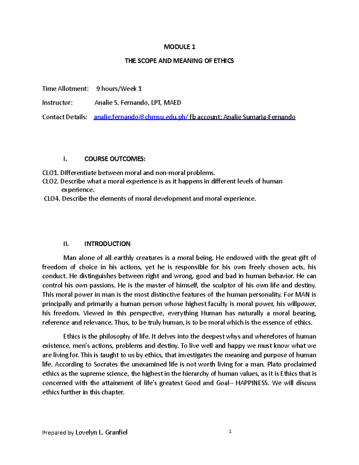 Ethics- Updated-M1 - sda - MODULE 1 THE SCOPE AND MEANING OF ETHICS ...