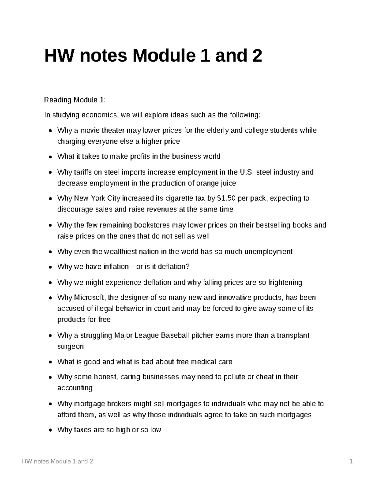 HW notes Module 1 and 2 - Prof Foster HW - HW notes Module 1 and 2 ...