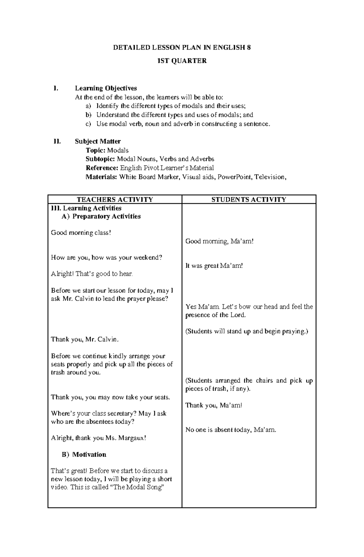 Detailed- Lesson-PLAN-IN- English-8 - DETAILED LESSON PLAN IN ENGLISH 8 ...