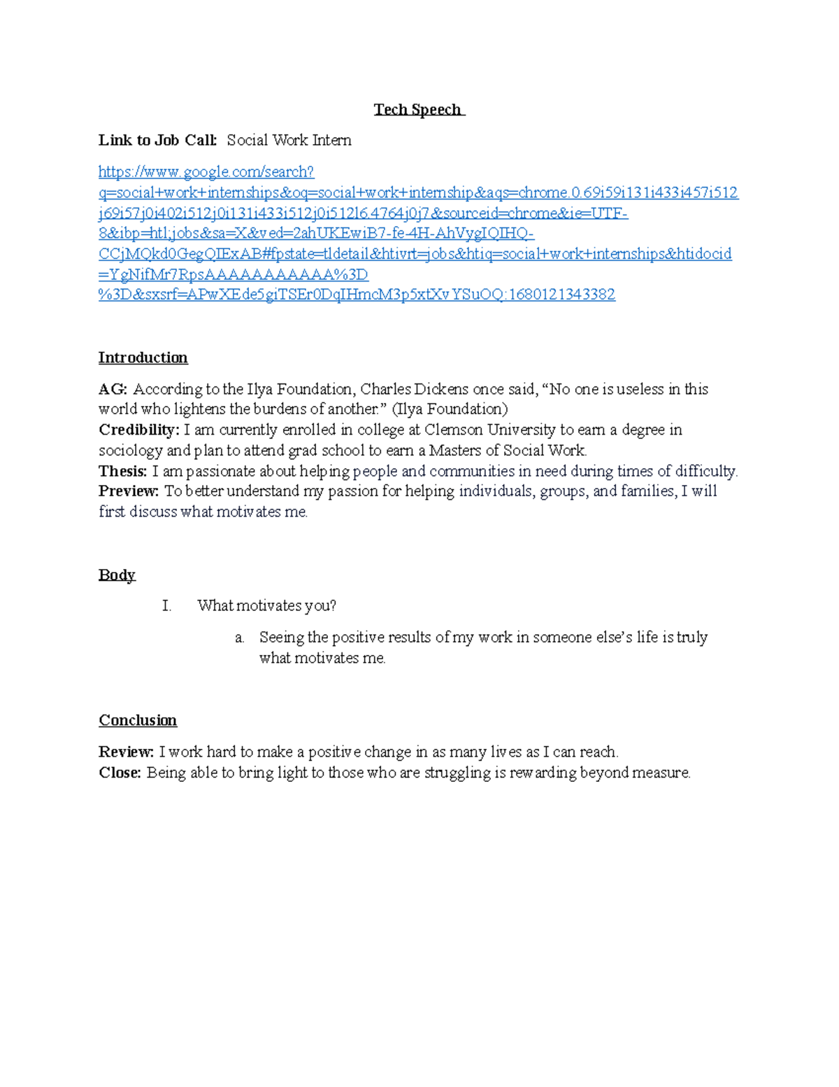 Tech Speech - Tech Speech Link to Job Call: Social Work Intern google ...