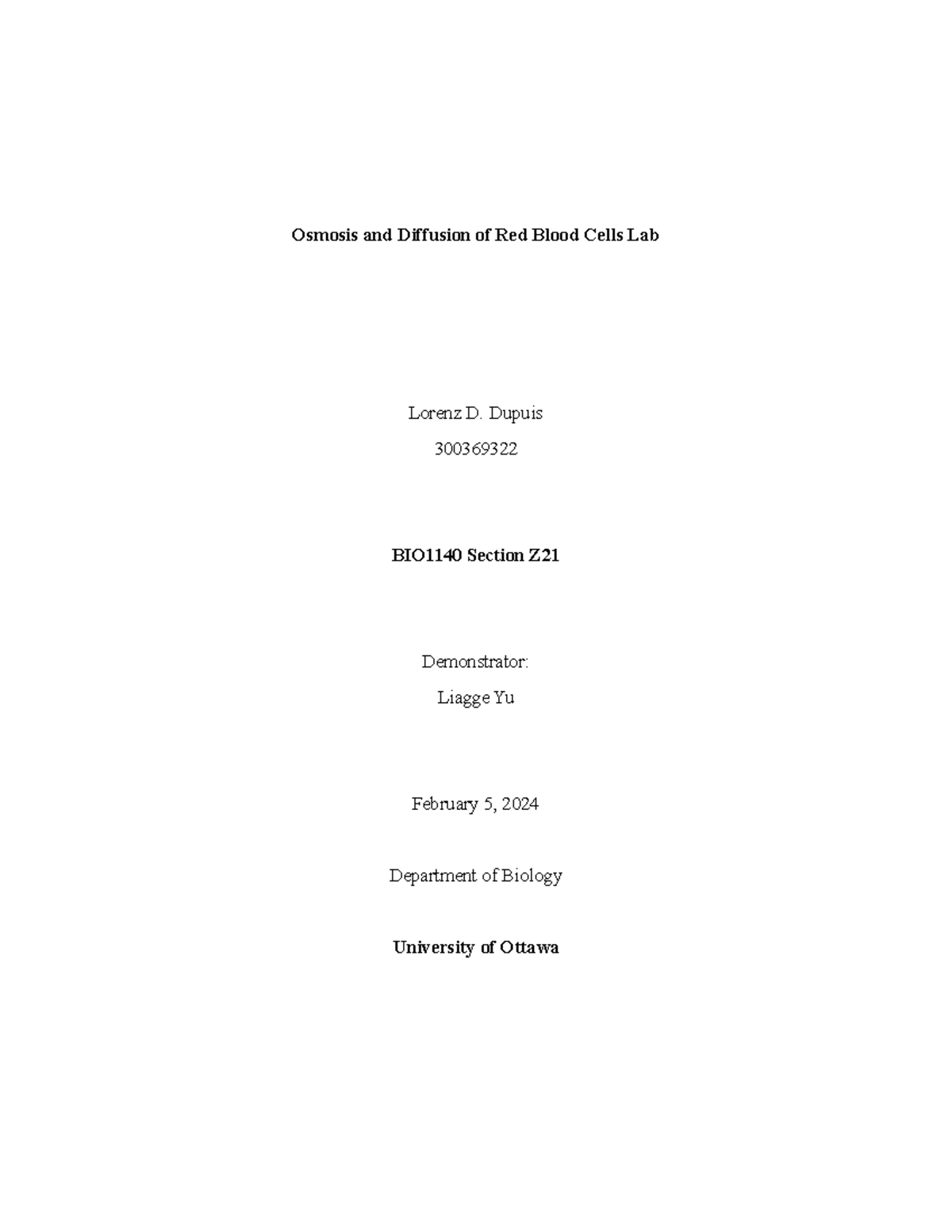 Red blood cell lab 2 - Osmosis and Diffusion of Red Blood Cells Lab ...