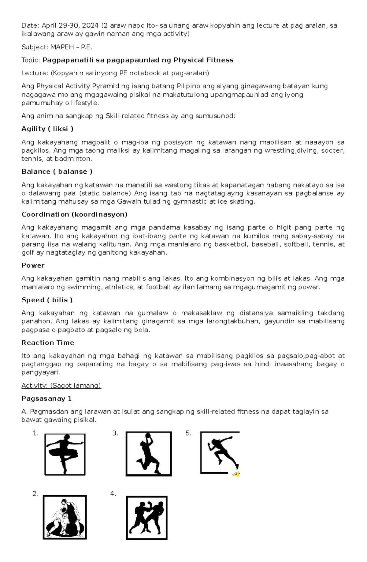 PE5-MDL-April-29-30 - Date: April 29-30, 2024 (2 araw napo ito- sa ...