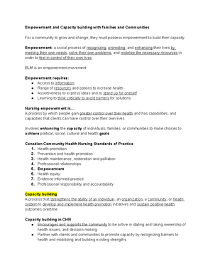 Week 4 HPC - Course content - Health Promotion and Caring: Empowerment ...