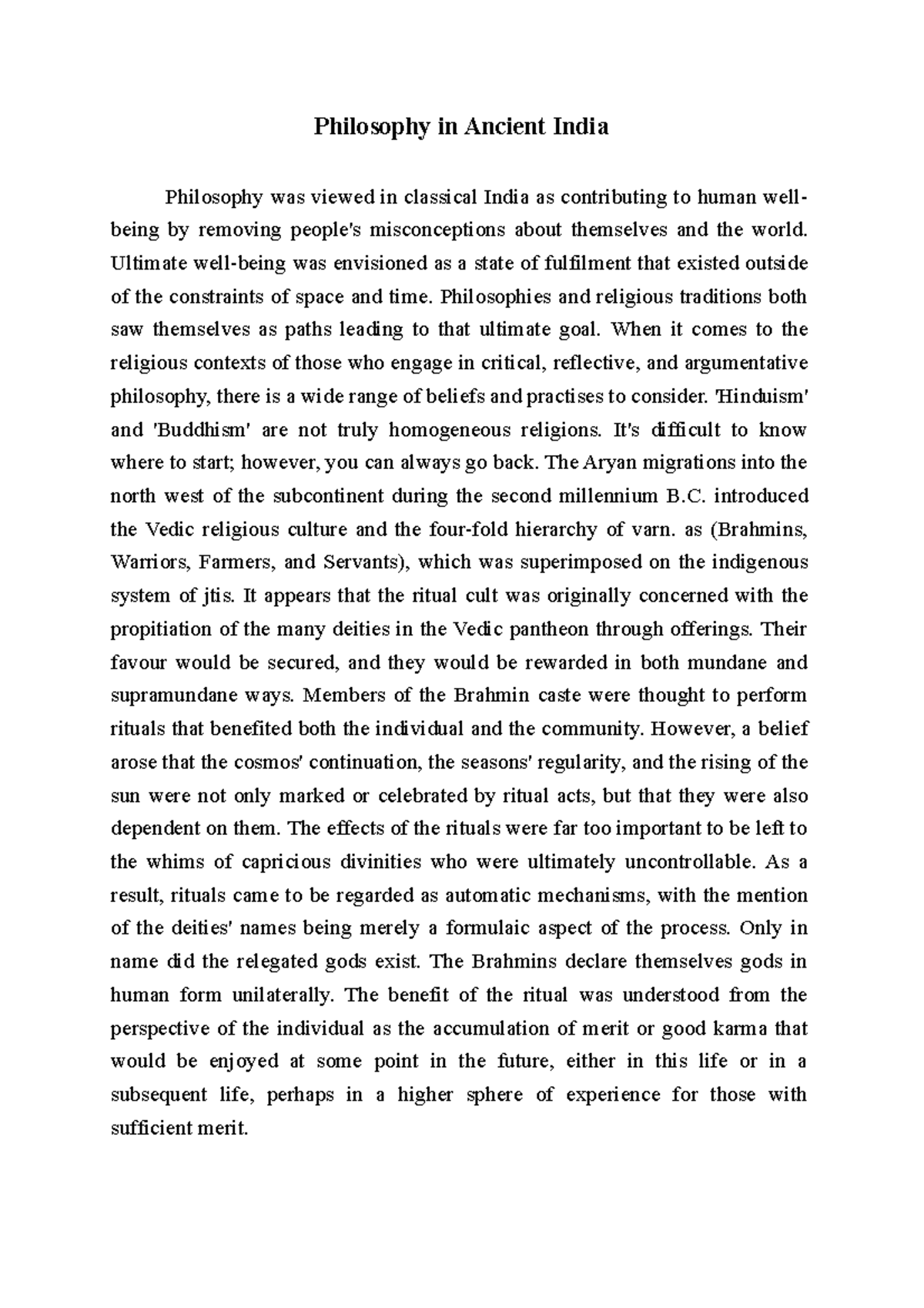 Philosophy in Ancient India - Philosophy in Ancient India Philosophy ...