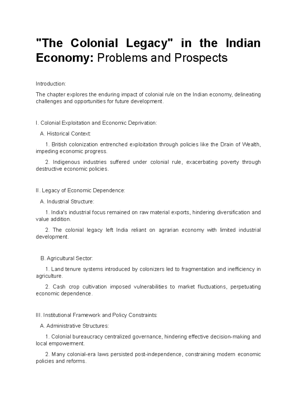 The Colonial Legacy PDF - "The Colonial Legacy" in the Indian Economy ...