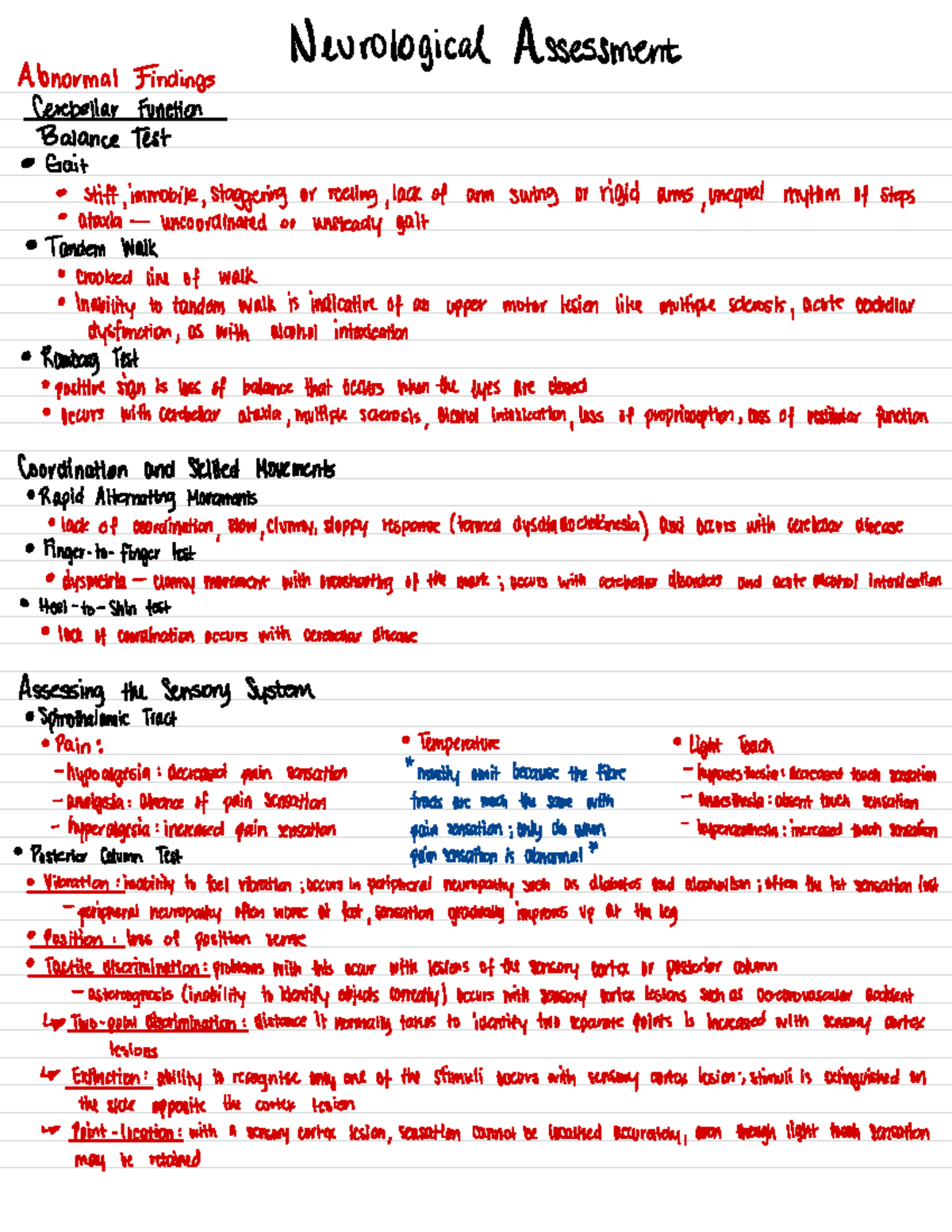 CNUR 203 Unit 8 Neuro Abnormal Assessment - Neurological Assessment ...