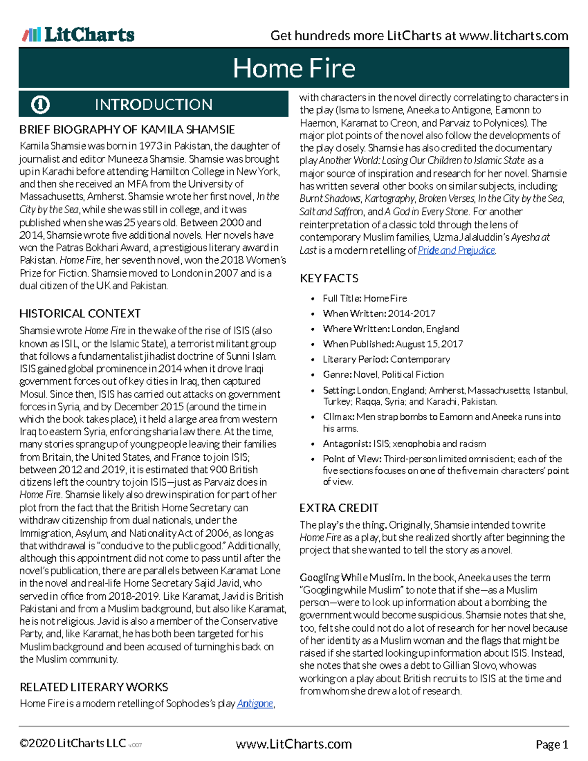 Home Fire Litchart - Home Fire BRIEF BIOGRAPHY OF KAMILA SHAMSIE Kamila ...