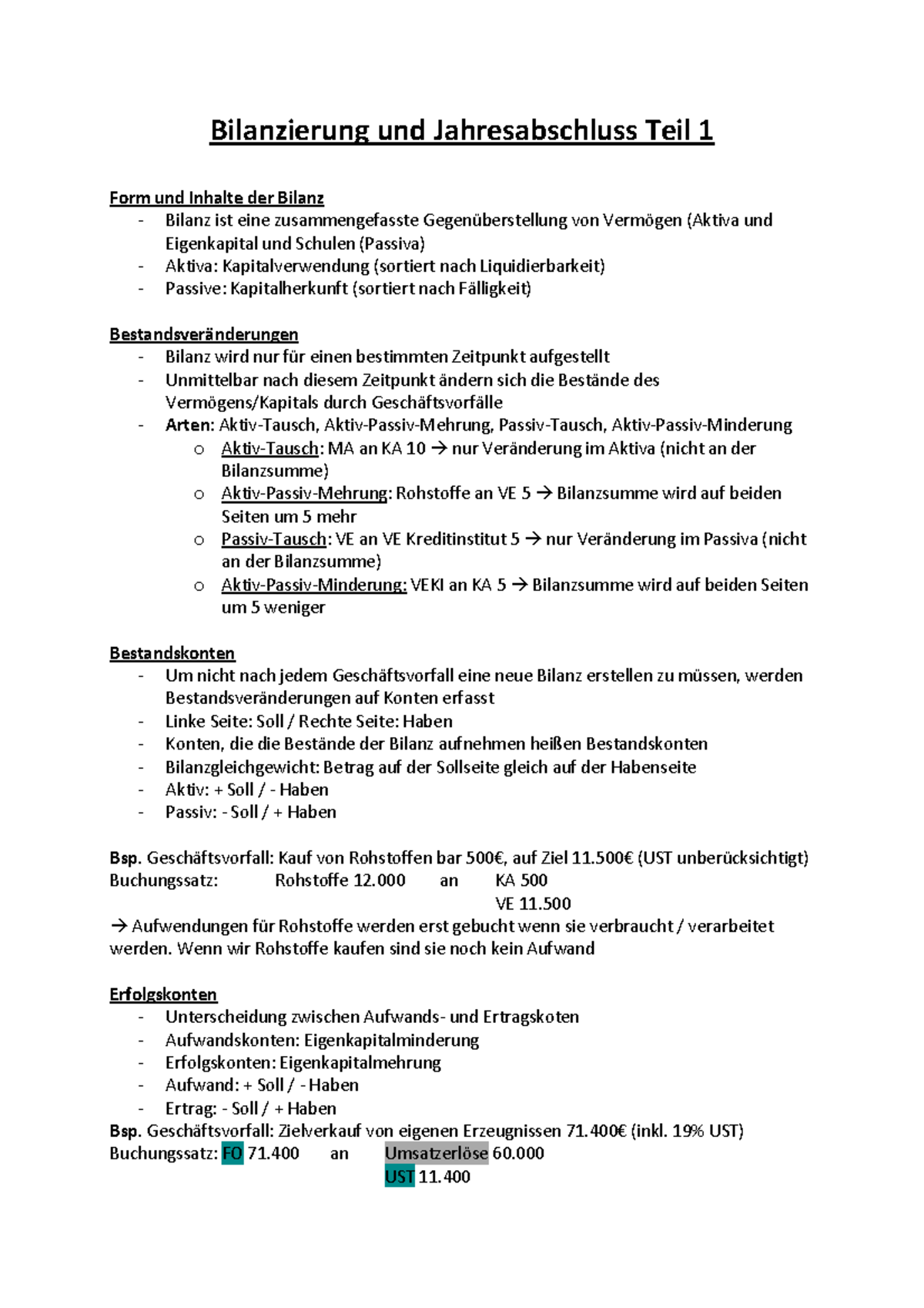 Zusammenfassung Bilanzierung und Jahresabschluss - Warning: TT: undefined function: 32 Warning ...