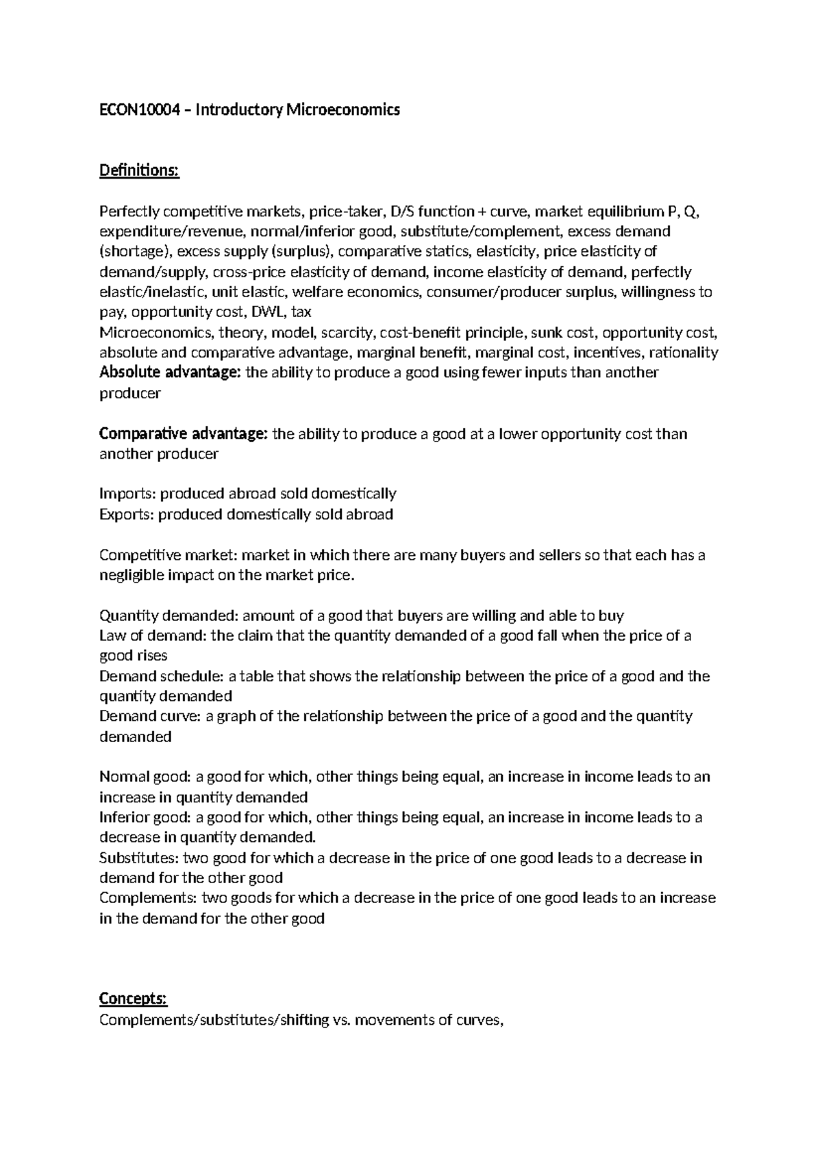 ECON10004 - Incomplete - ECON10004 – Introductory Microeconomics ...