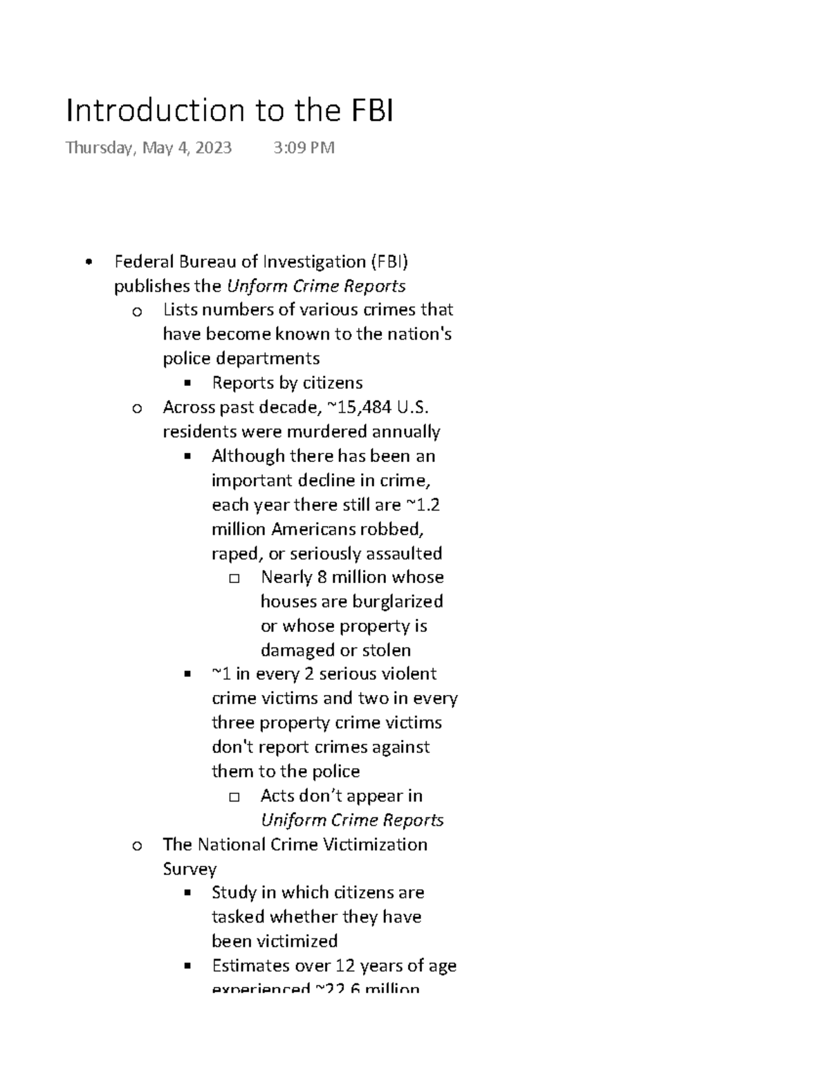 Introduction to the FBI - Federal Bureau of Investigation (FBI ...