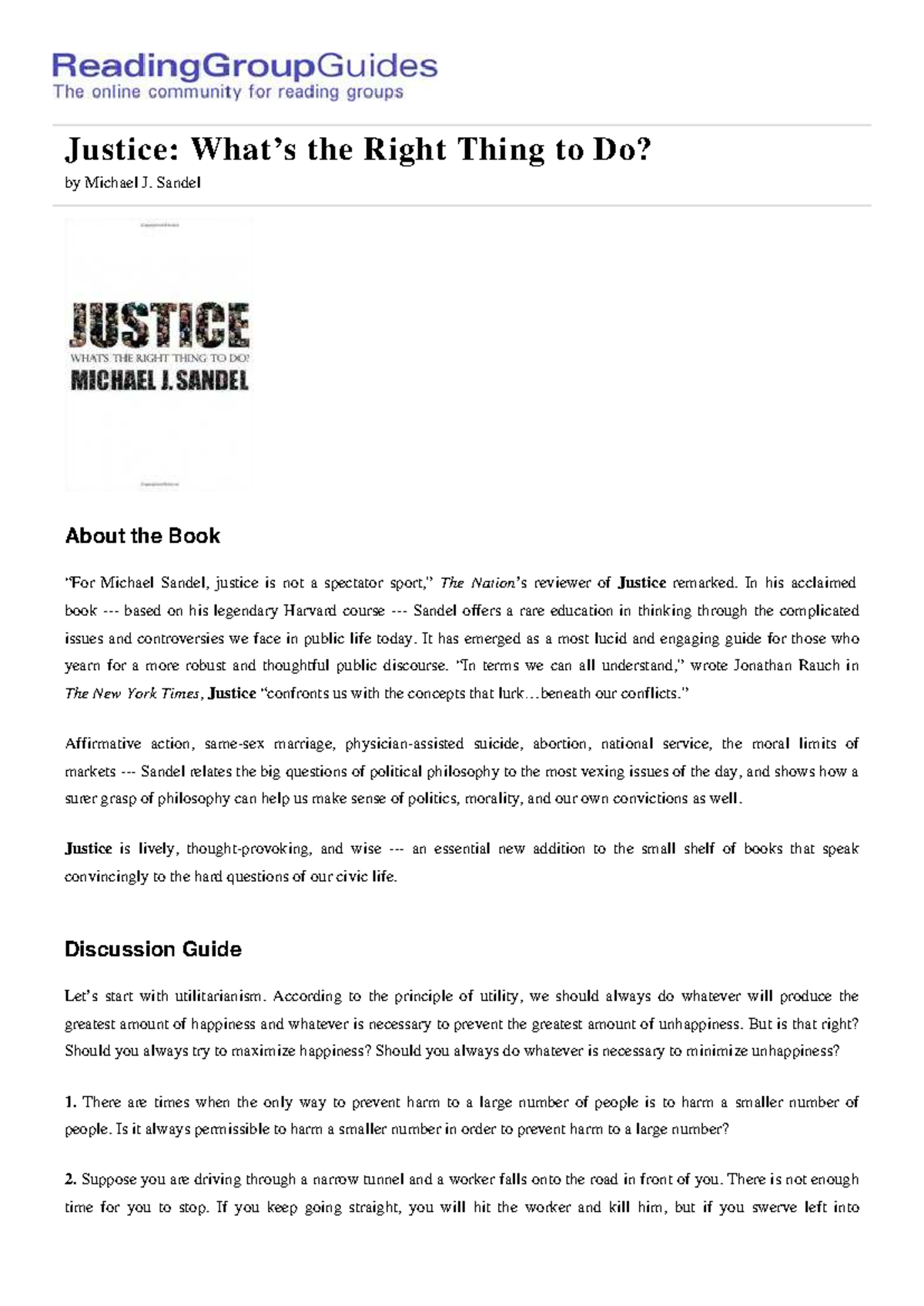 Justice Whats the Right Thing to Do - Justice: What’s the Right Thing ...