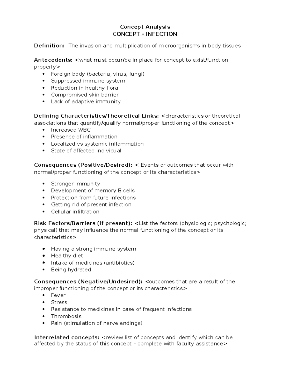 Concept Analysis - Infection - Concept Analysis CONCEPT - INFECTION ...
