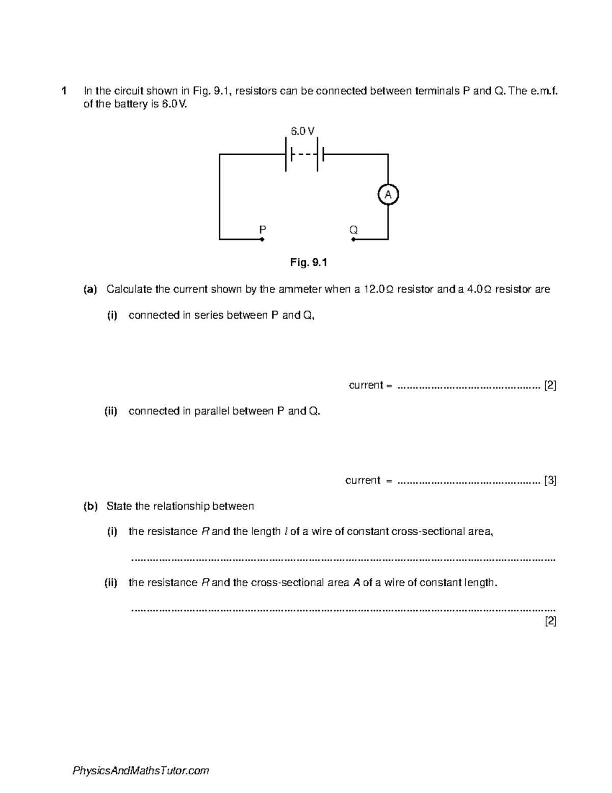 Electrical Quantities 7 QP - 1 In the circuit shown in Fig. 9 ...