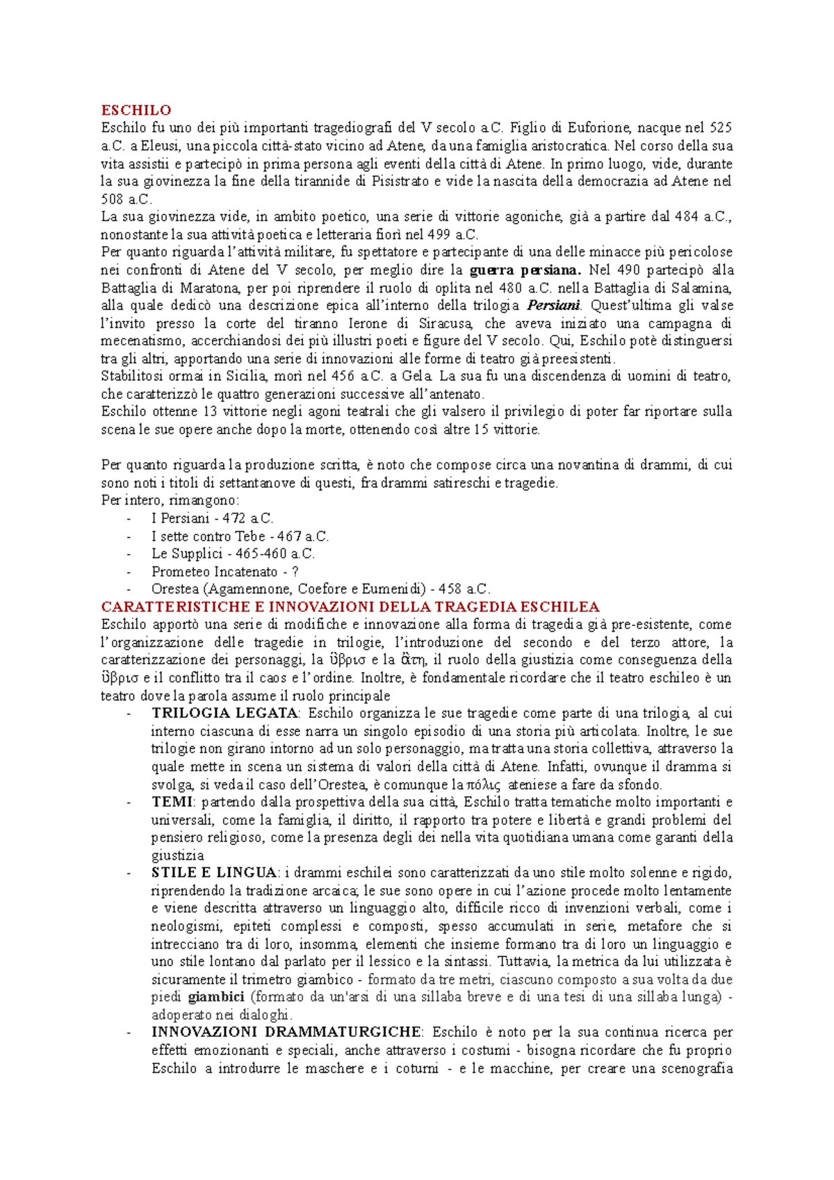 Eschilo - ESCHILO Eschilo fu uno dei più importanti tragediografi del V ...