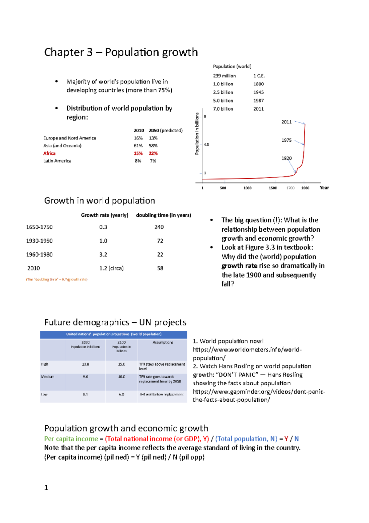 ECON115 - Chapter 3 - Population growth - Chapter 3 – Population growth ...
