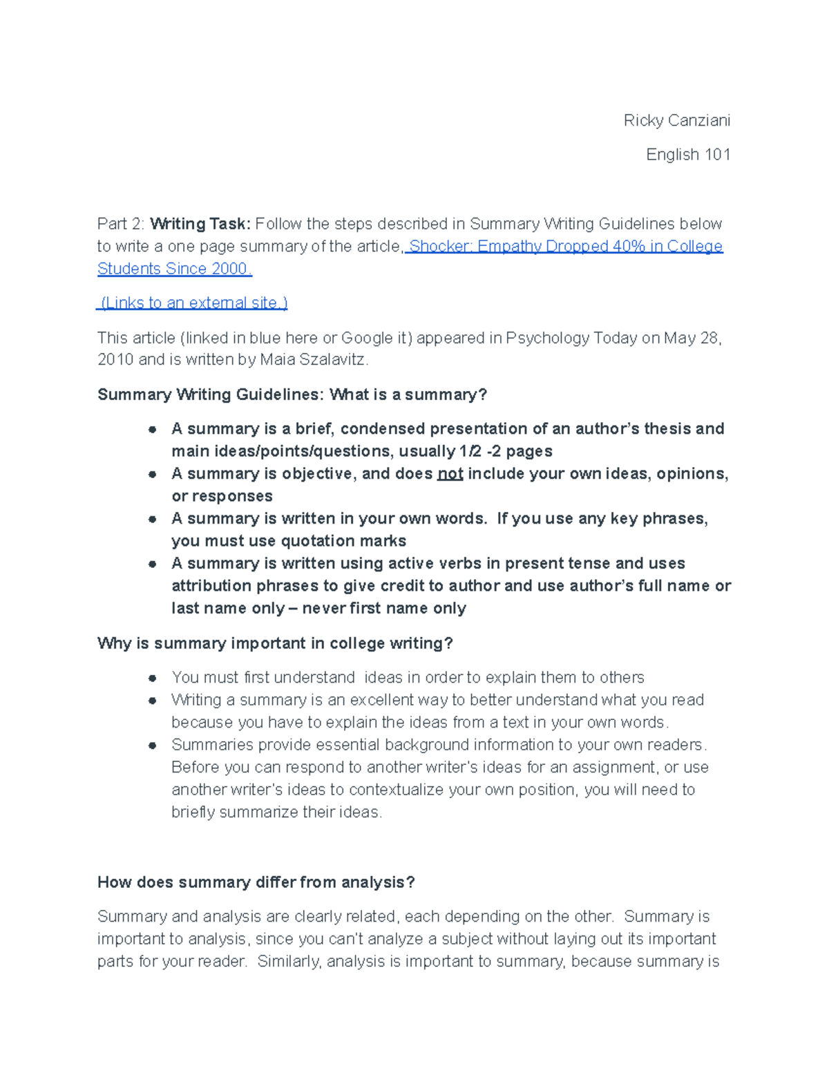 1 16 20 Eng 101 - This the rough draft that our teacher gave us - Ricky ...