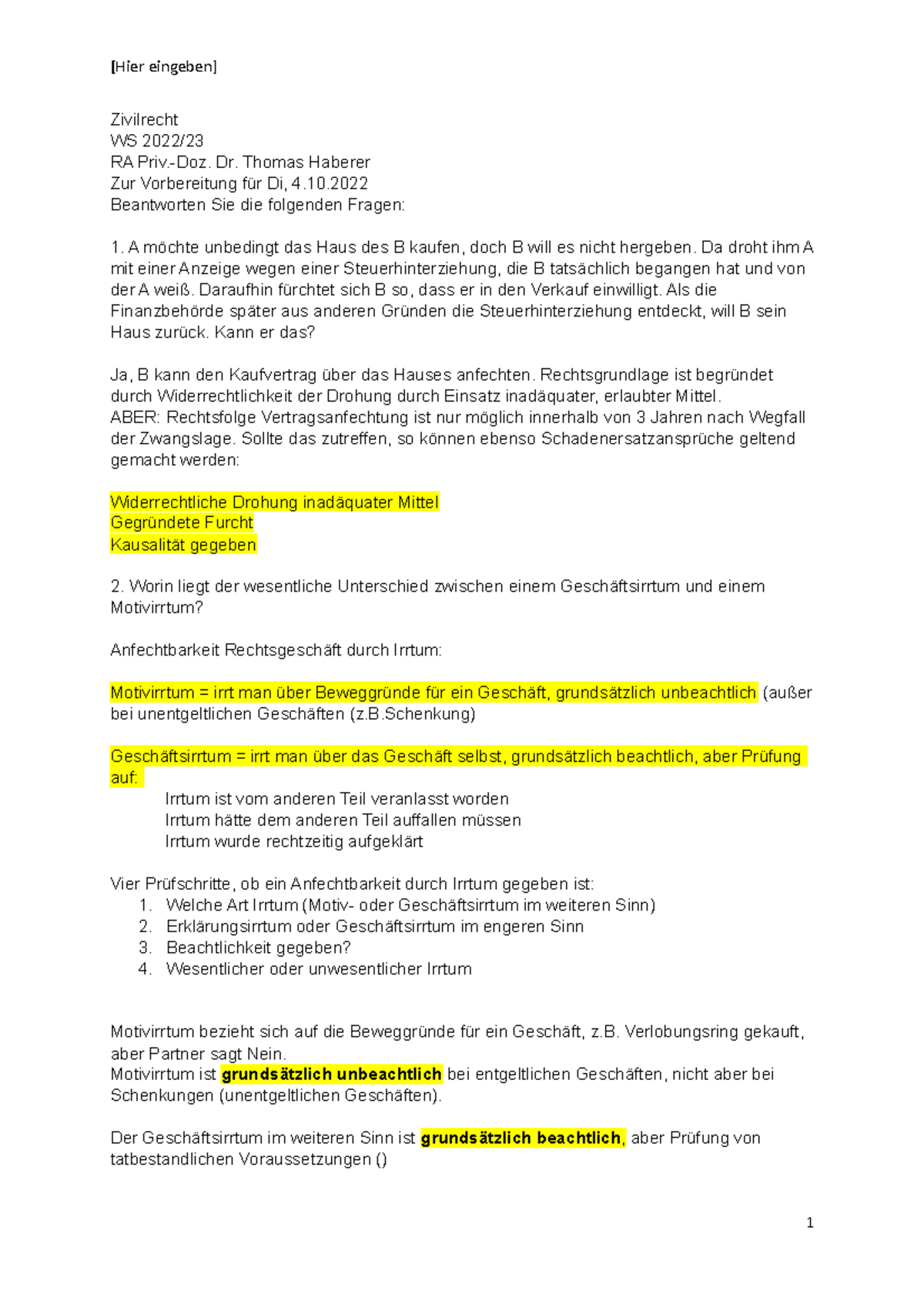 LV3 Zivilrecht - Aufgaben - Zivilrecht WS 2022/ RA Priv.-Doz. Dr ...