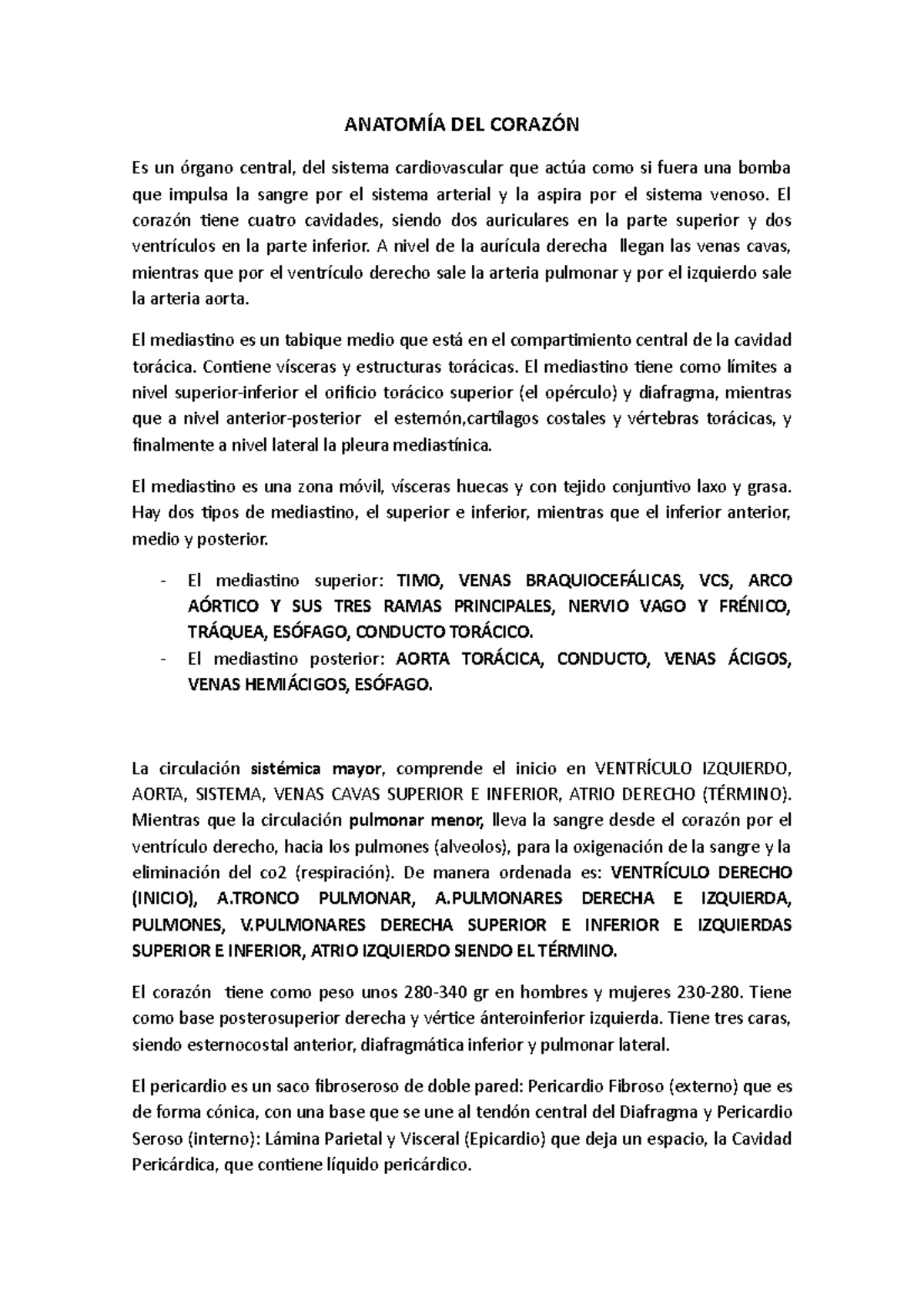 Anatomía DEL Corazón - Resumen Netter Atlas De Anatomia Humana ...