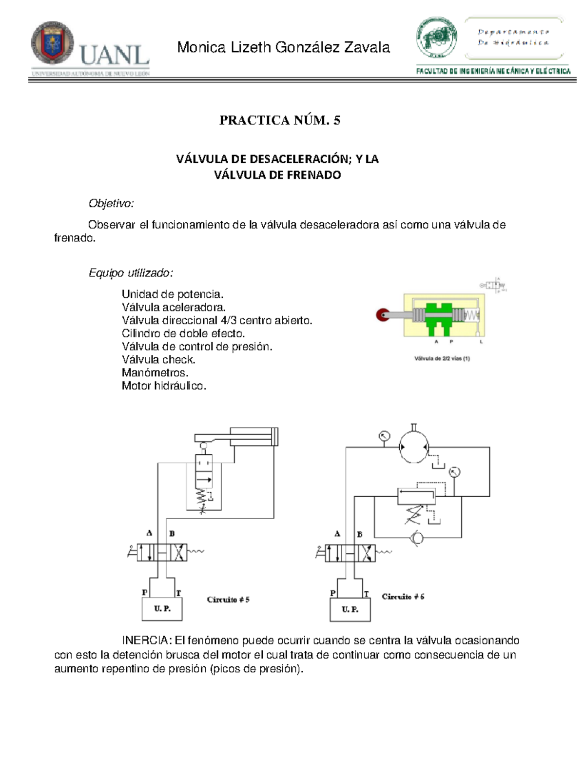 Práctica 5 - Práctica 5 - PRACTICA NÚM. 5 V¡LVULA DE DESACELERACI”N; Y LA V¡LVULA DE FRENADO ...