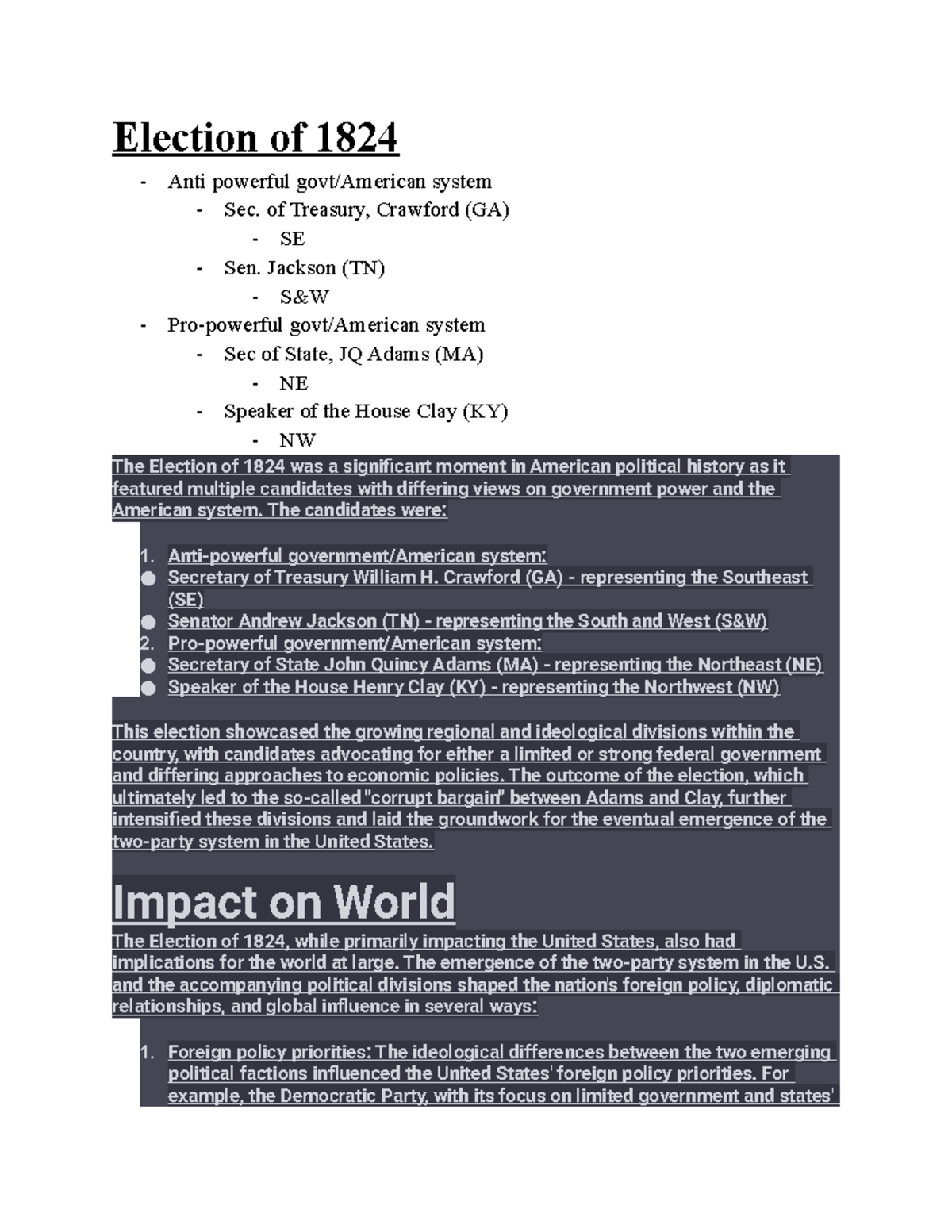 Election of 1824 impact on the world - Election of 1824 - Anti powerful ...