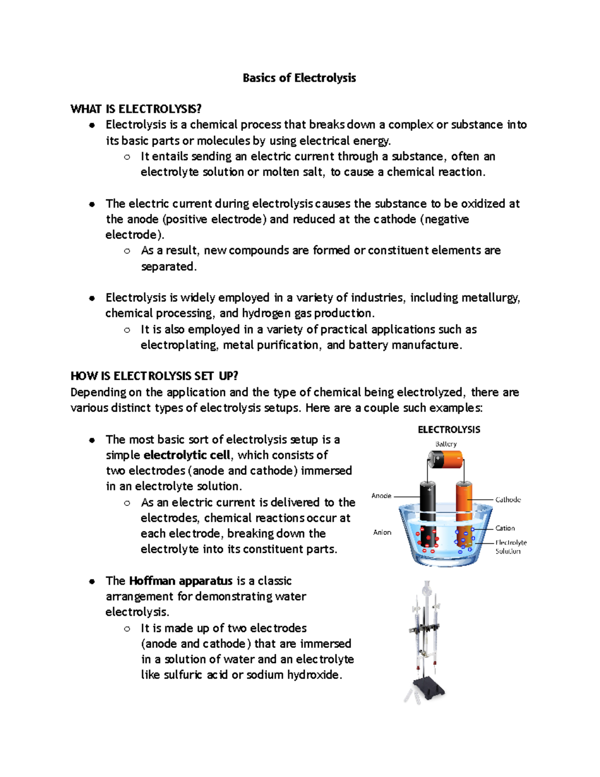 Basics of Electrolysis - Basics of Electrolysis WHAT IS ELECTROLYSIS ...