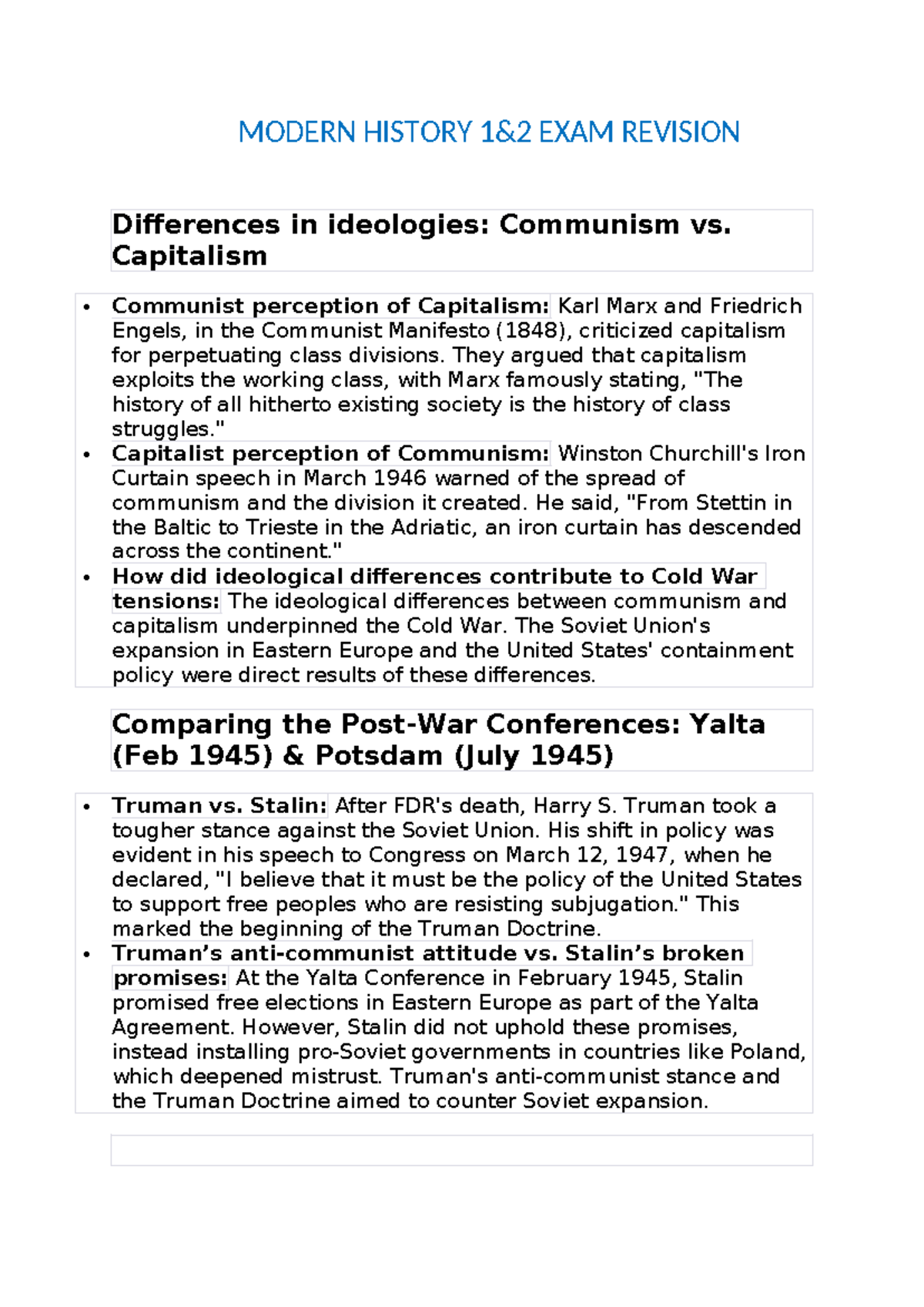 Modern History EXAM Revision - MODERN HISTORY 1&2 EXAM REVISION ...