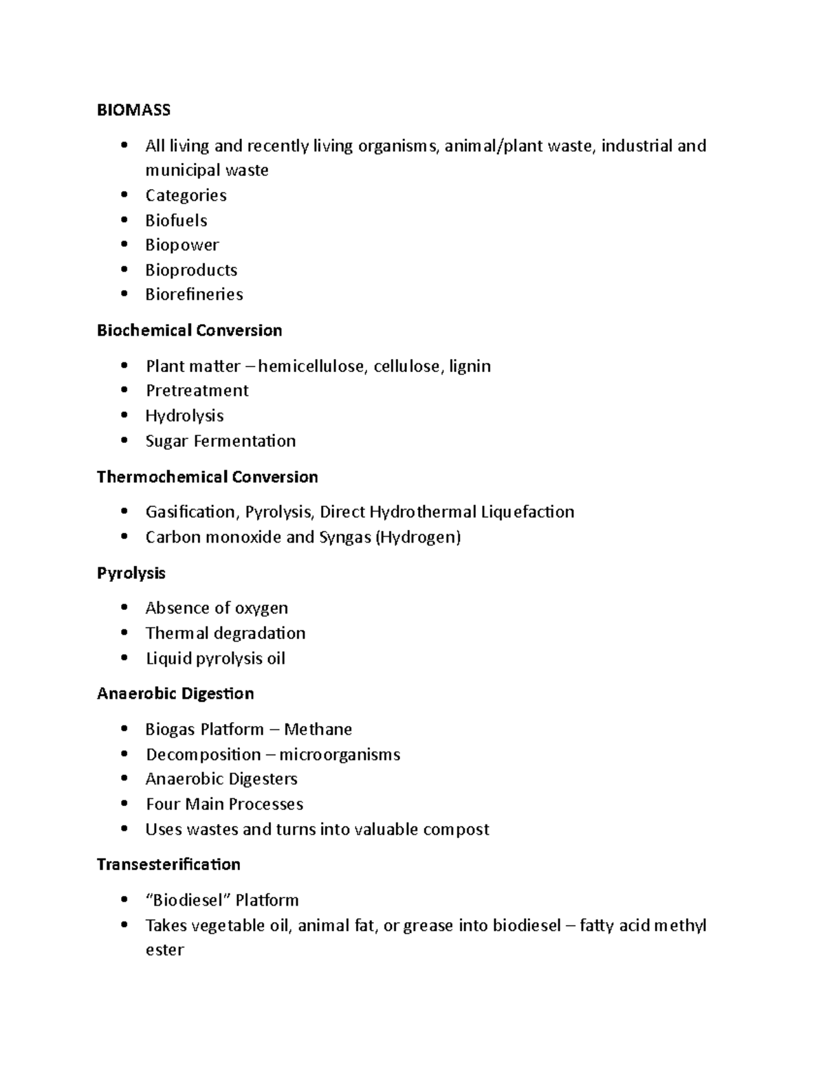Biomass - Lecture notes - BIOMASS All living and recently living ...