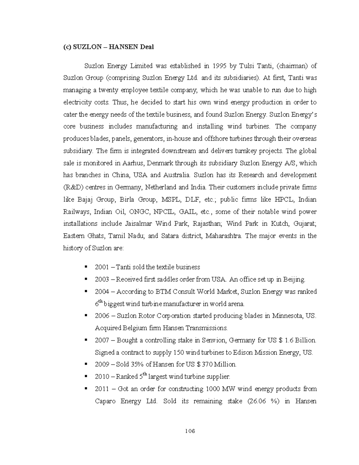 Bussines Ethics(BE)-16 - (c) SUZLON – HANSEN Deal Suzlon Energy Limited ...