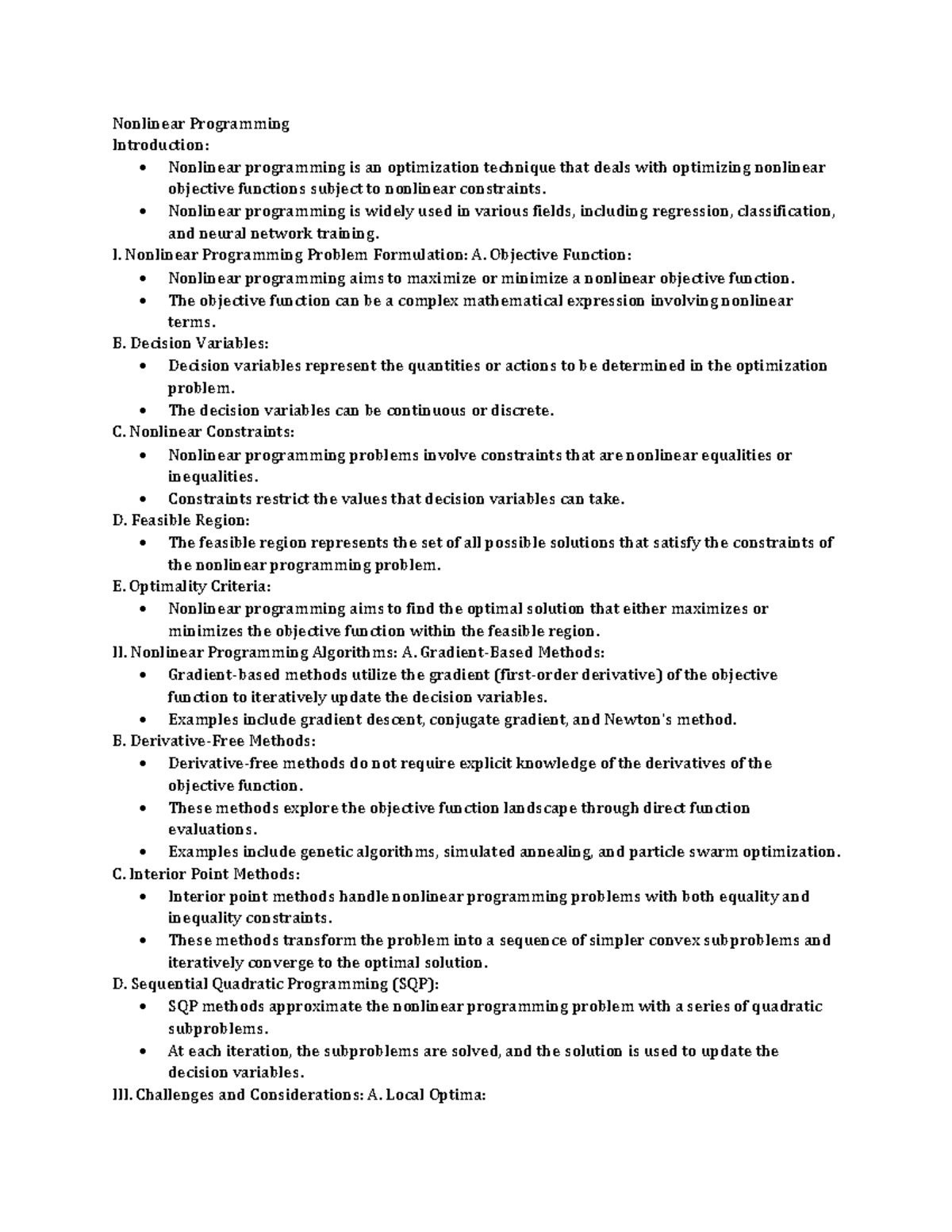 Nonlinear Programming - Nonlinear programming is widely used in various ...