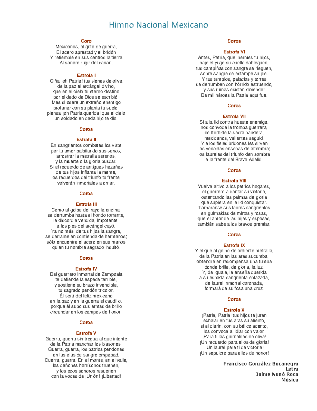 Himno Nacional Mexicano - Himno Nacional Mexicano Coro Mexicanos, al ...