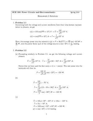 HW6 sol - spring 2019 hw 6 - ECE 330: Power Circuits and Electromechanics Fall 2018 Homework 6 ...