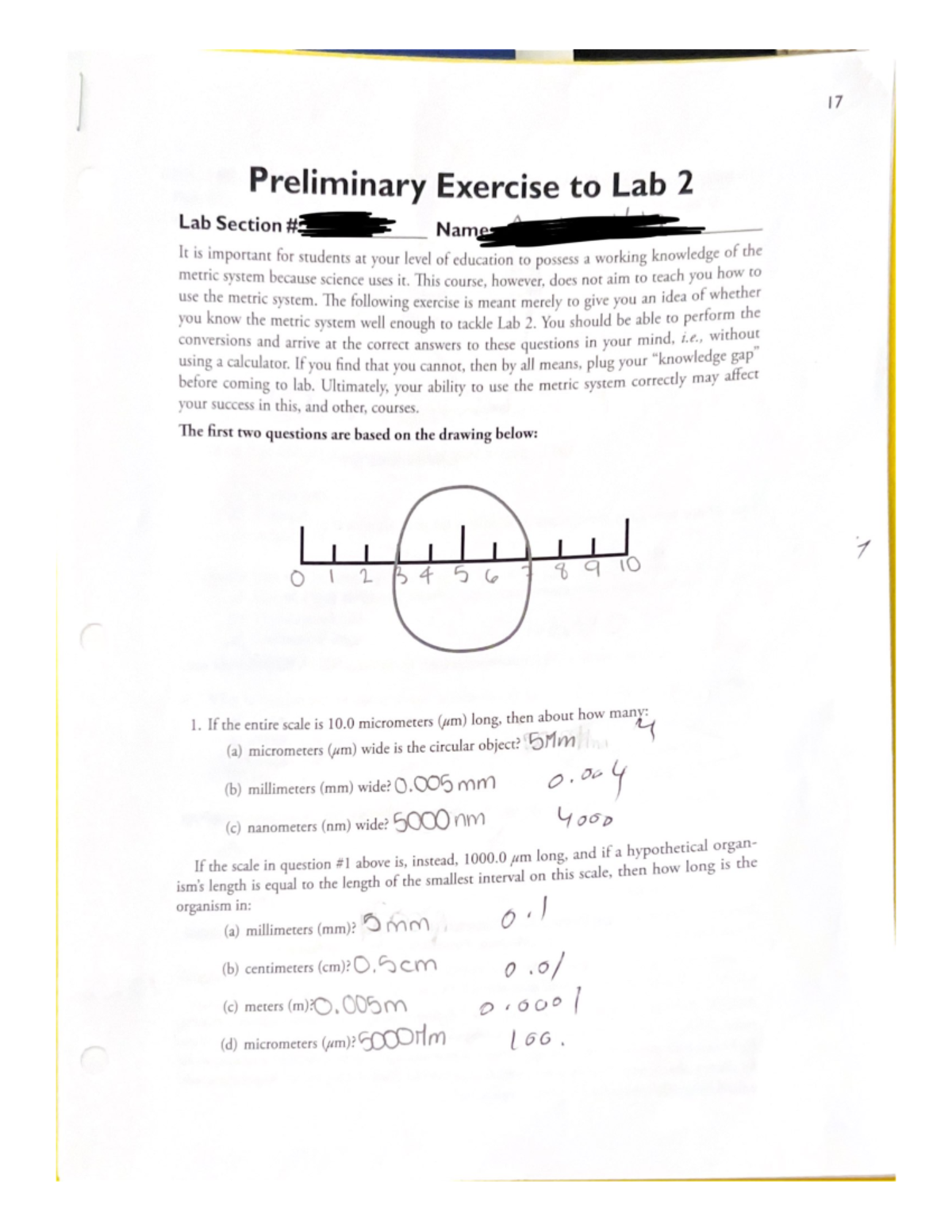 Preliminary Exercise to Lab 2 - BIOL 1110 - Studocu