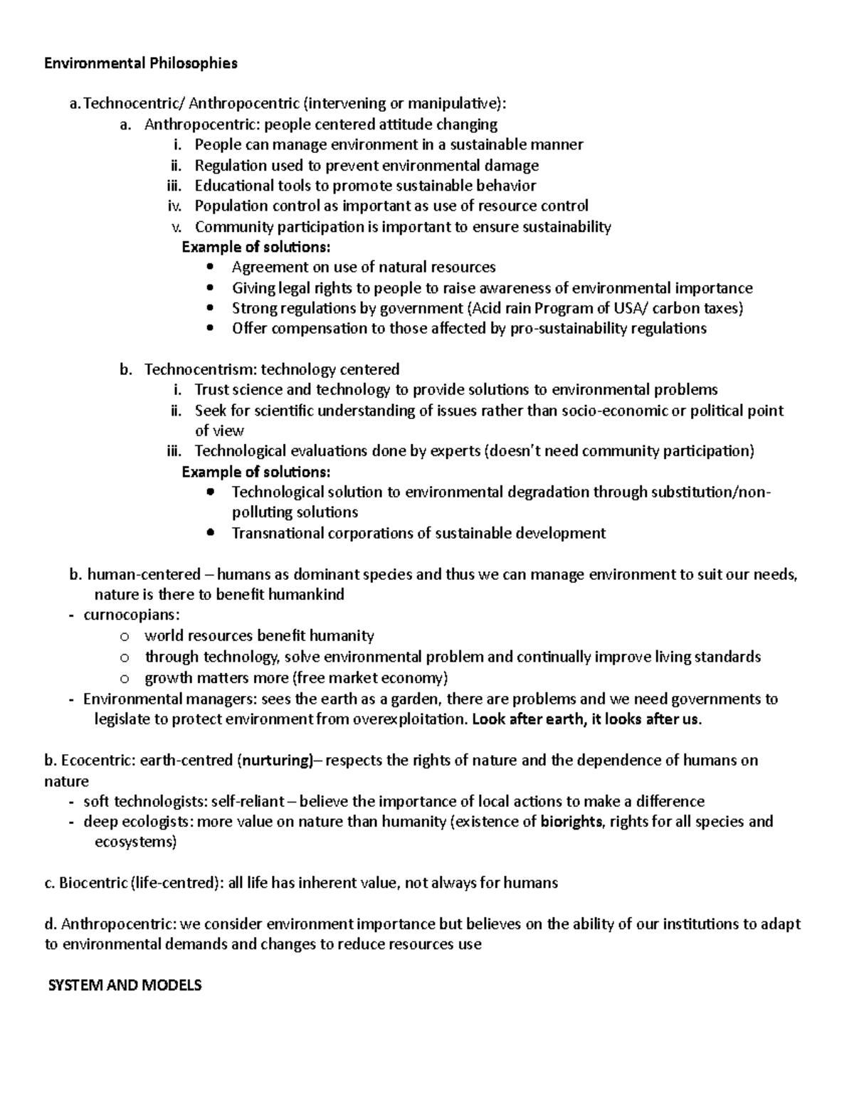 ESS notes introductory random notes from class - Environmental ...
