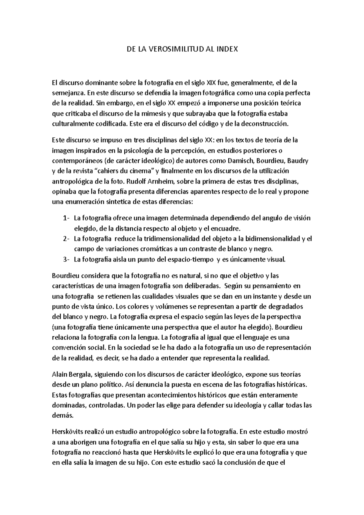 De la verosimilitud al index - DE LA VEROSIMILITUD AL INDEX El discurso ...
