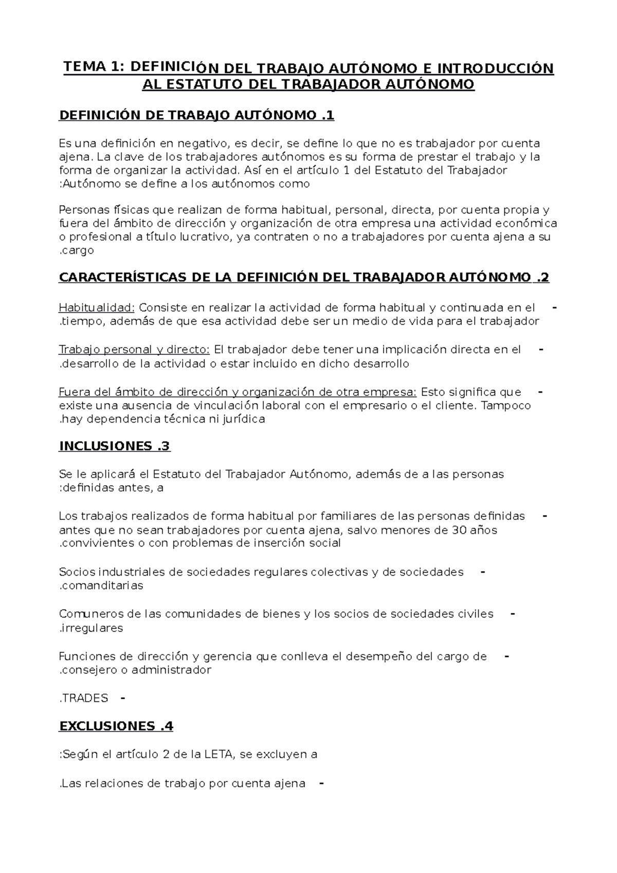 Apuntes Autónomo - TEMA 1: DEFINICIÓN DEL TRABAJO AUTÓNOMO E ...