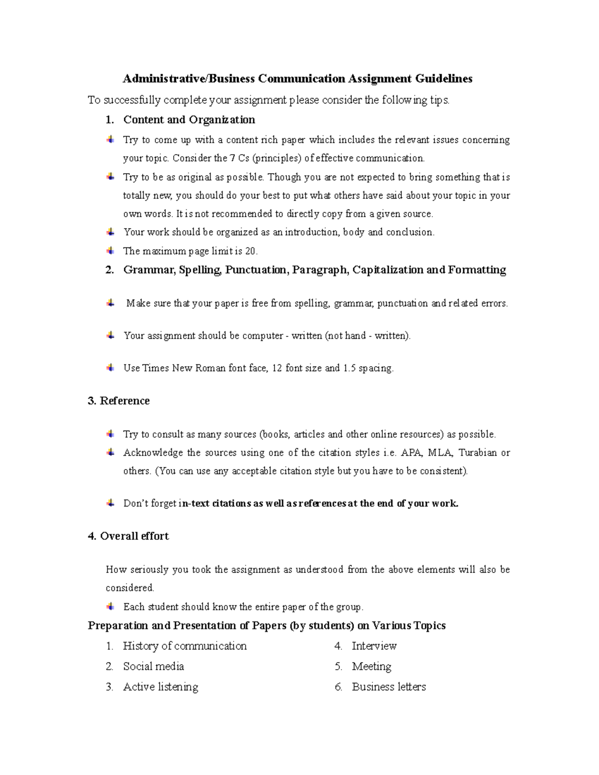 Administrative Communication Assignment Guidelines - Administrative ...