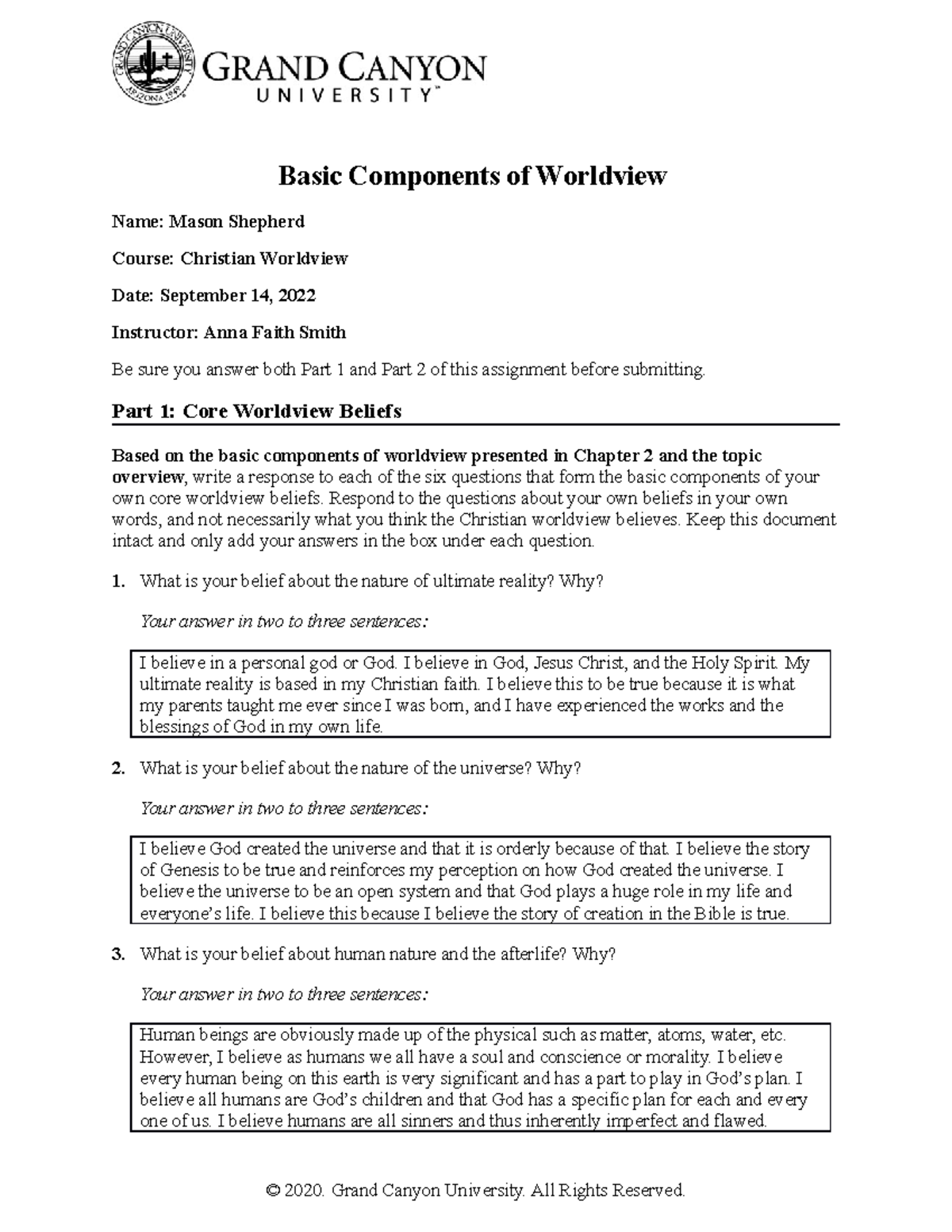 Basic Components of Christian Worldview - Basic Components of Worldview ...
