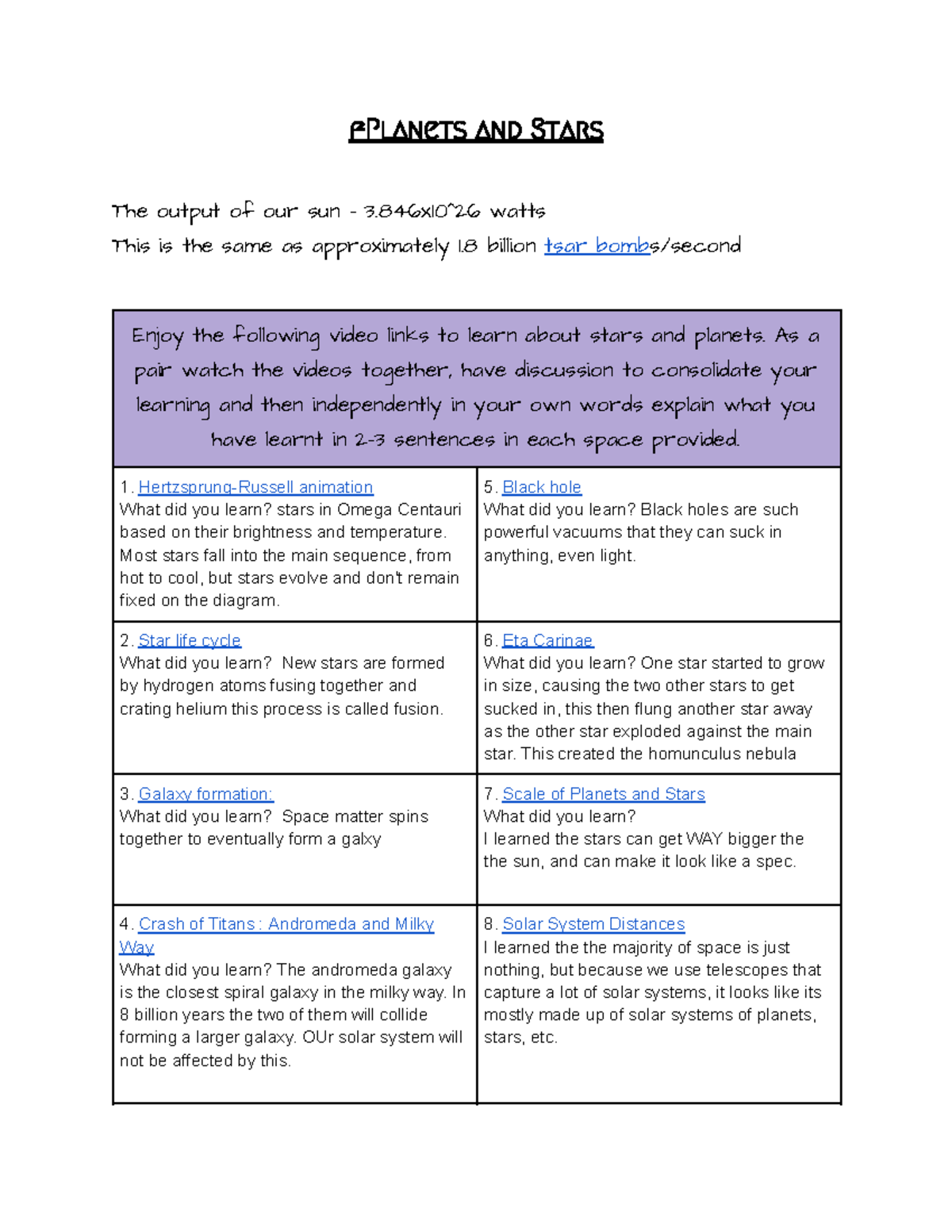 Star Formation and Planets - fPlanets and Stars The output of our sun ...